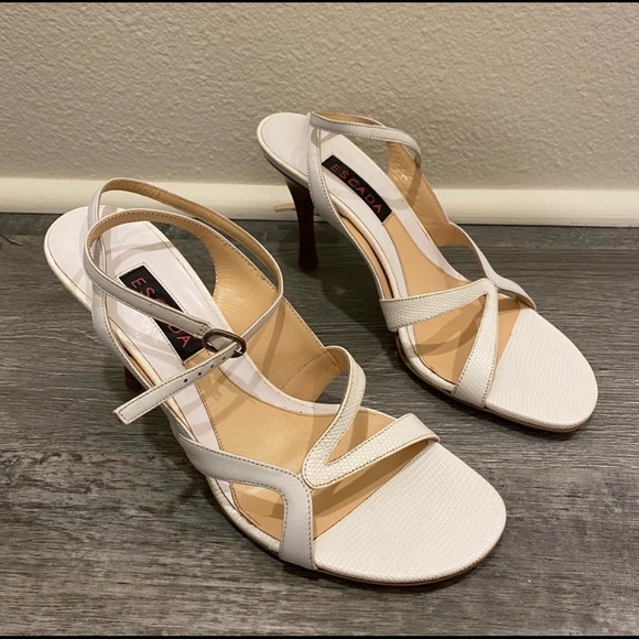Shoes | Escada White Leather Sandals | Poshmark